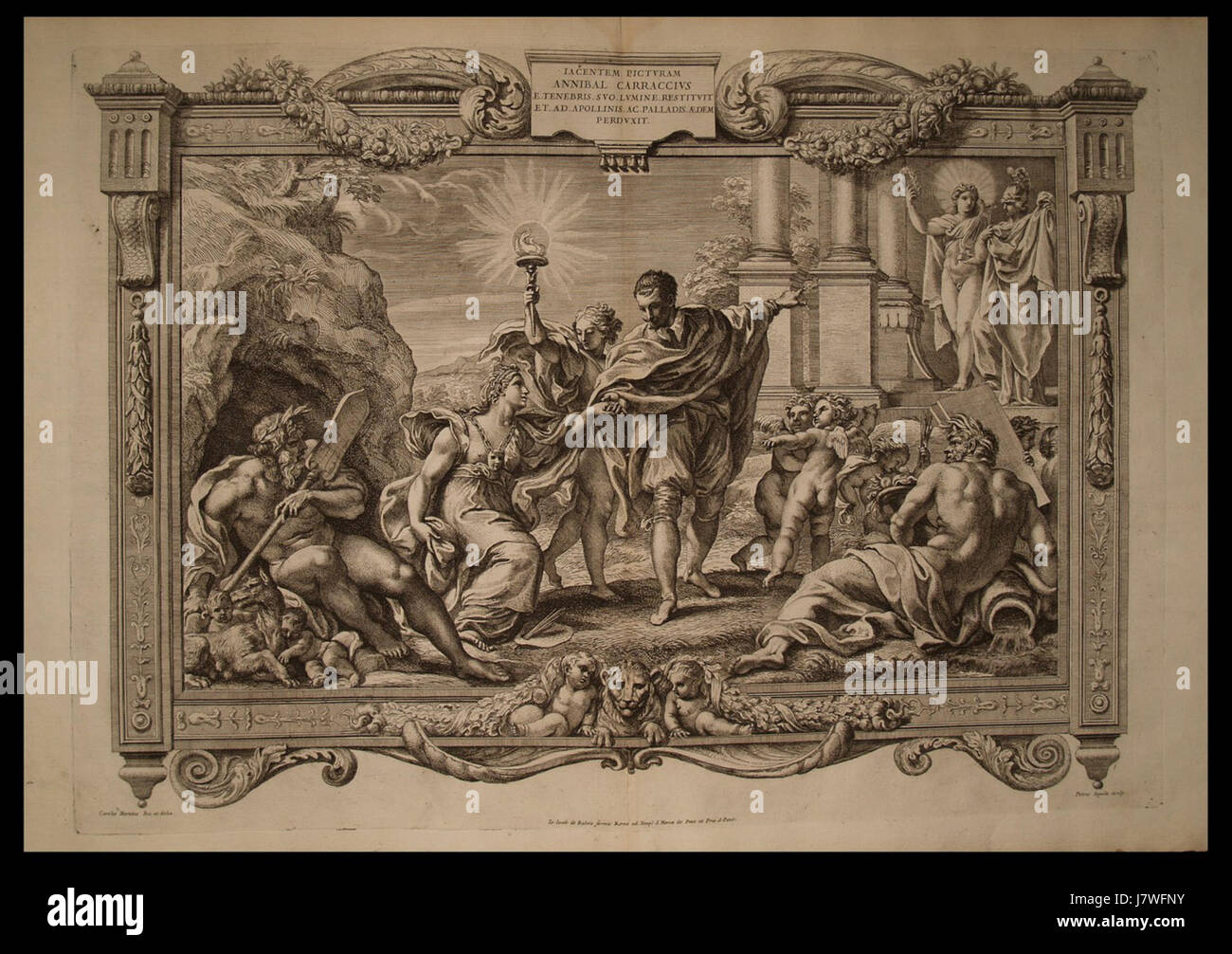 This artwork depicts the mythological figures of Aquila, Minerva, and ...