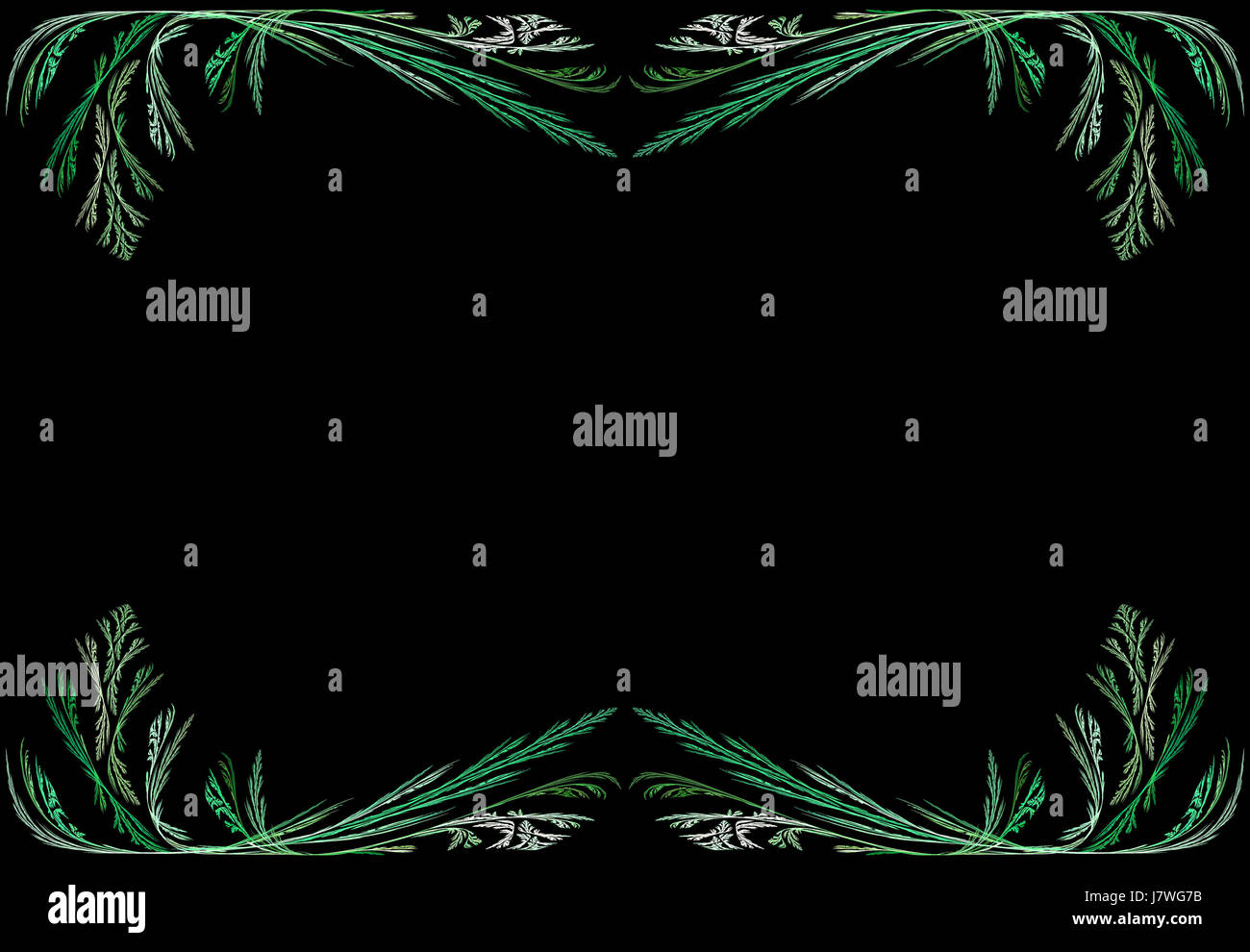 abstract fractal leafy frame border framework texture green graphics ...