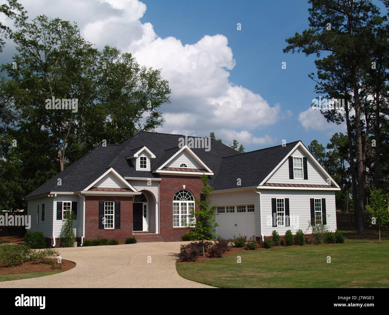 house building brick real estate gable driveway exterior home private ...
