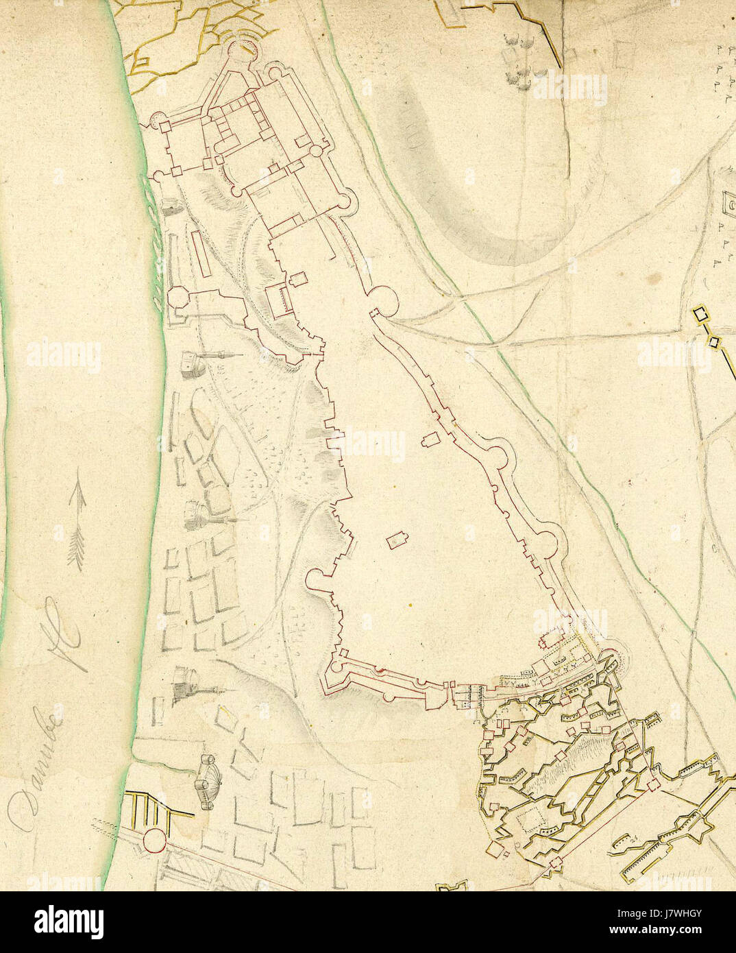 This plan from 1700 depicts the fortifications of Buda, illustrating ...