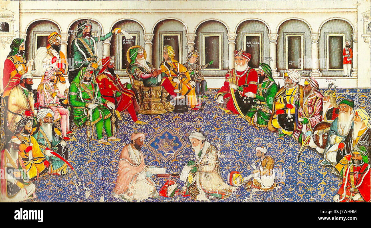 The Darbar of Maharaja Ranjit Singh depicts the rulerâ€™s court during ...