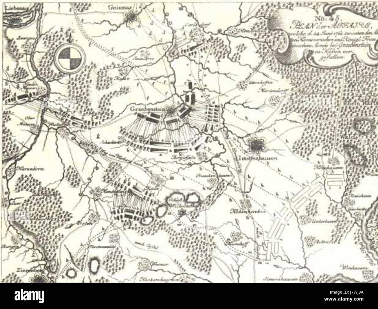 Map depicting the Battle of Wilhelmsthal, fought on June 24, 1762 ...