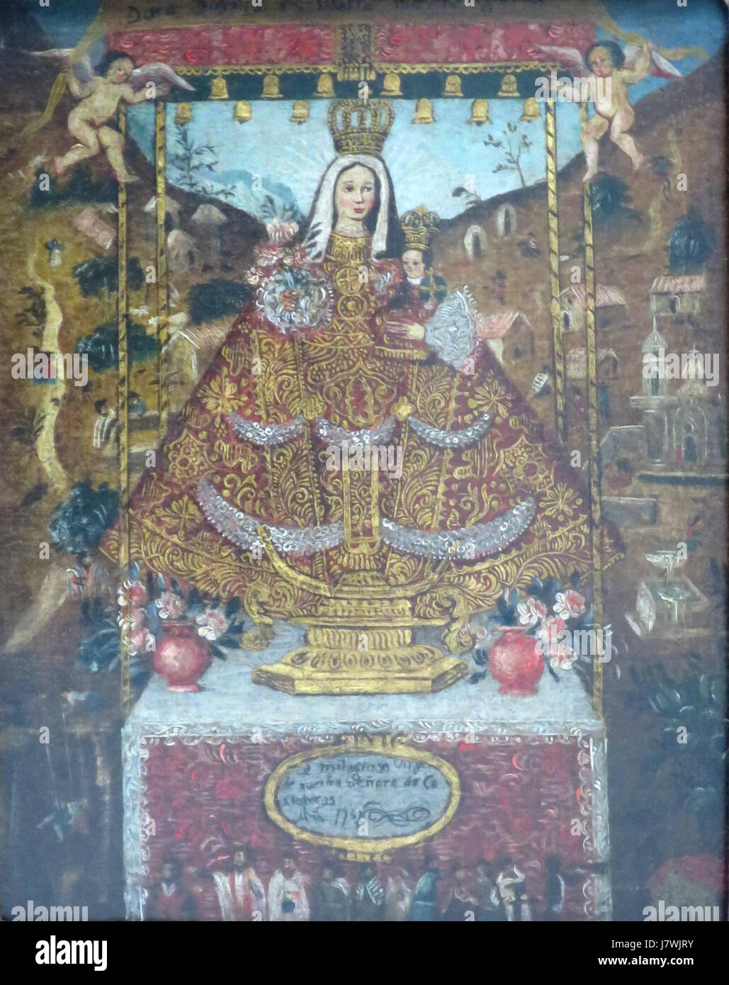 The 'Virgin of Cocharcas' is a 1757 religious painting by an unknown ...