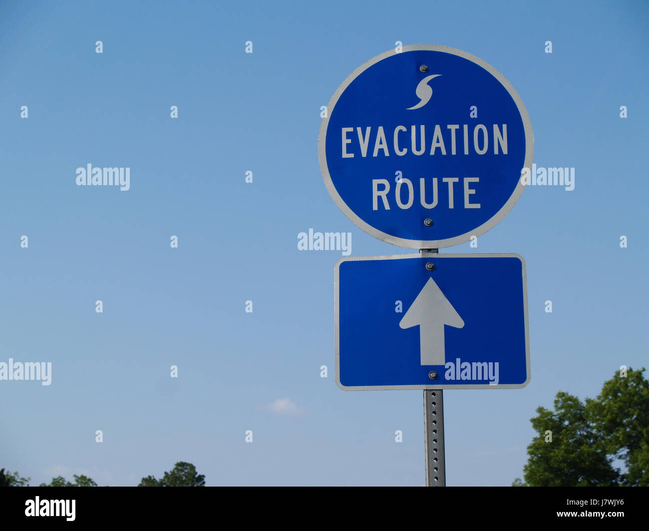emergency route direction disaster sign hurricane arrow evacuation blue ...