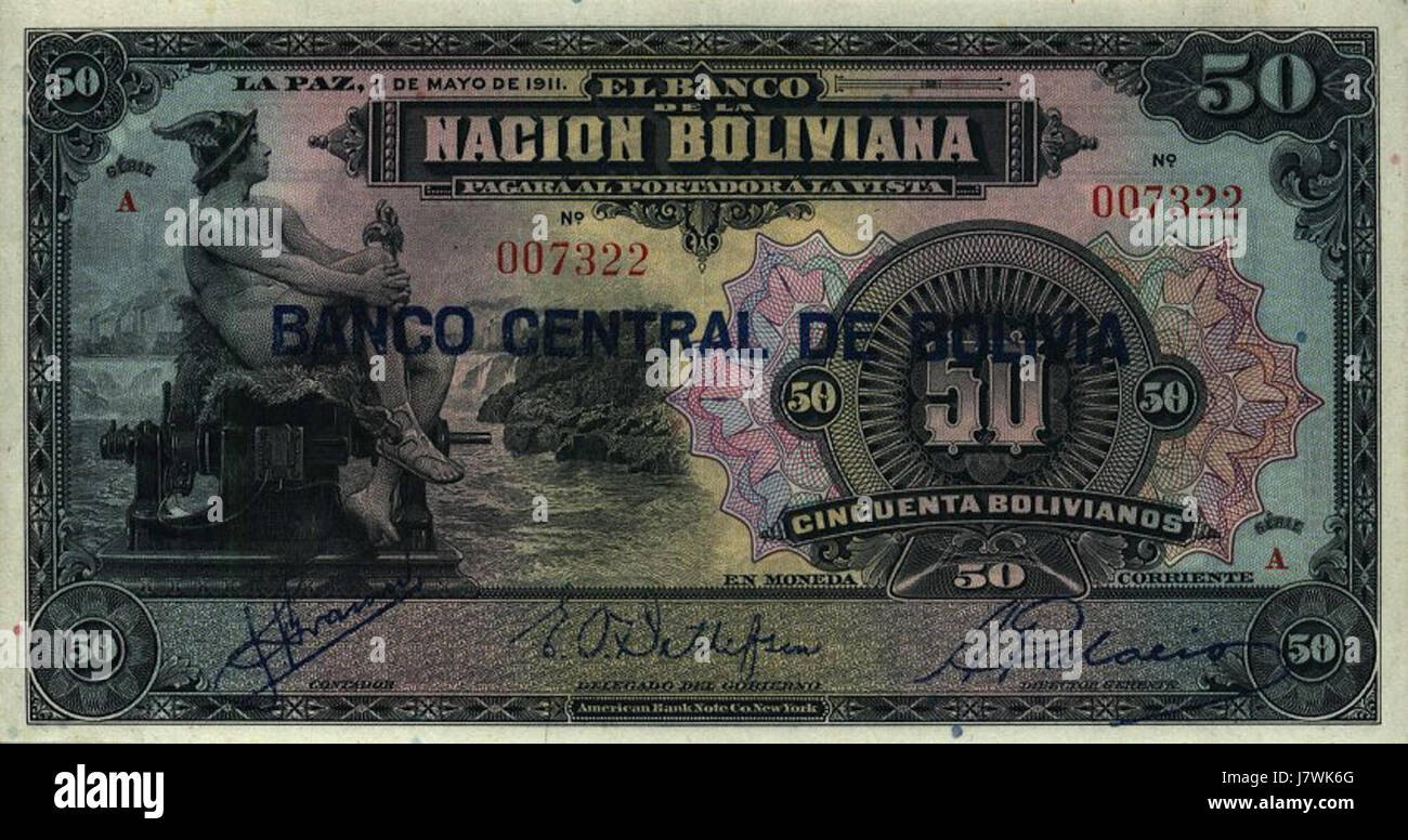 A 1929 50-Bolivianos note from Bolivia, which was donated for ...