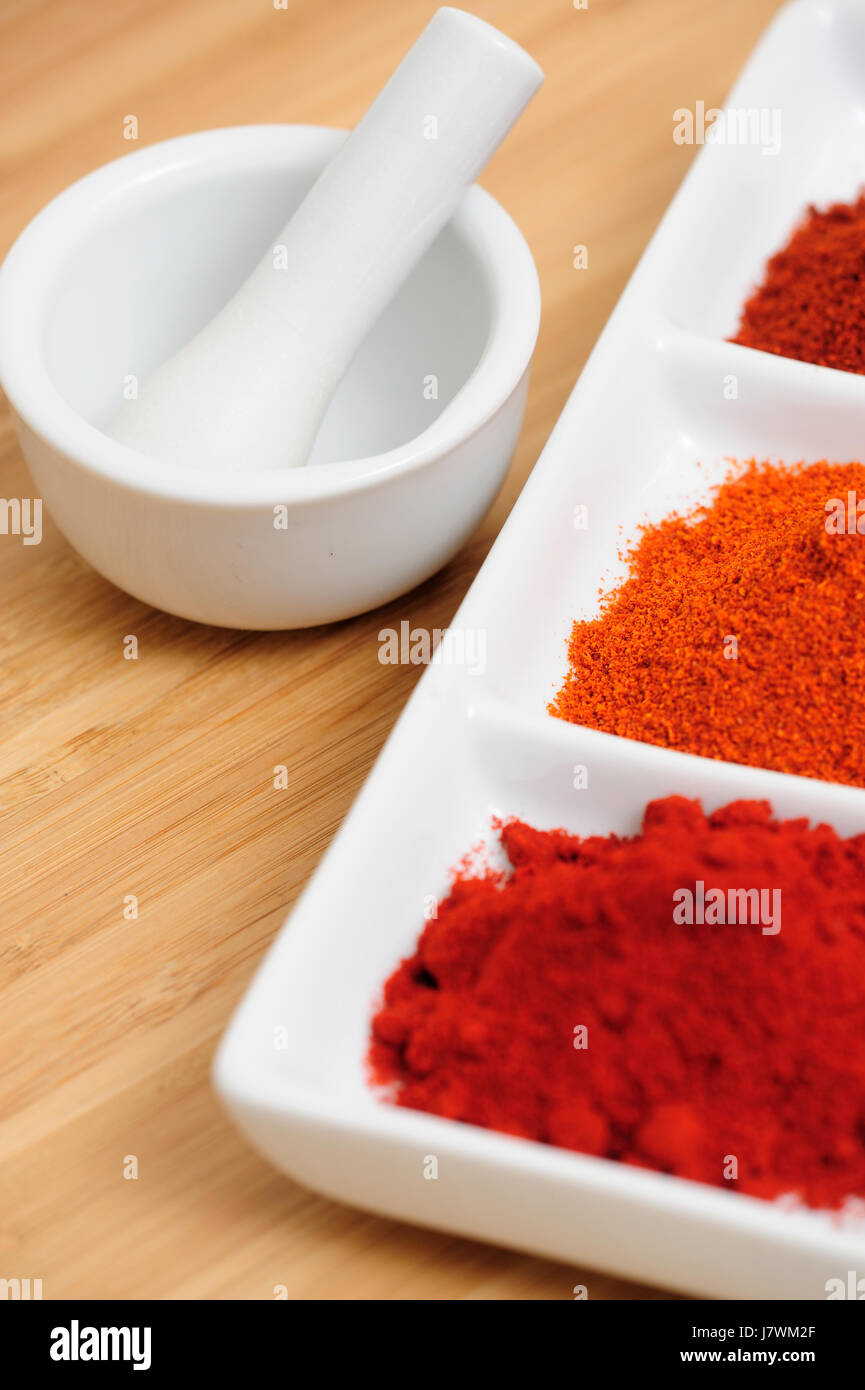 spice hot saucer spicy mortar pestle powder chilli chili white red ...