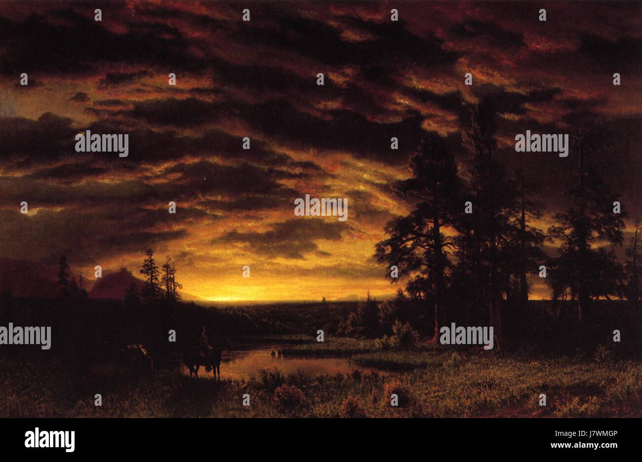 Albert Bierstadt's 'Evening on the Prairie' (1869) captures the vast ...