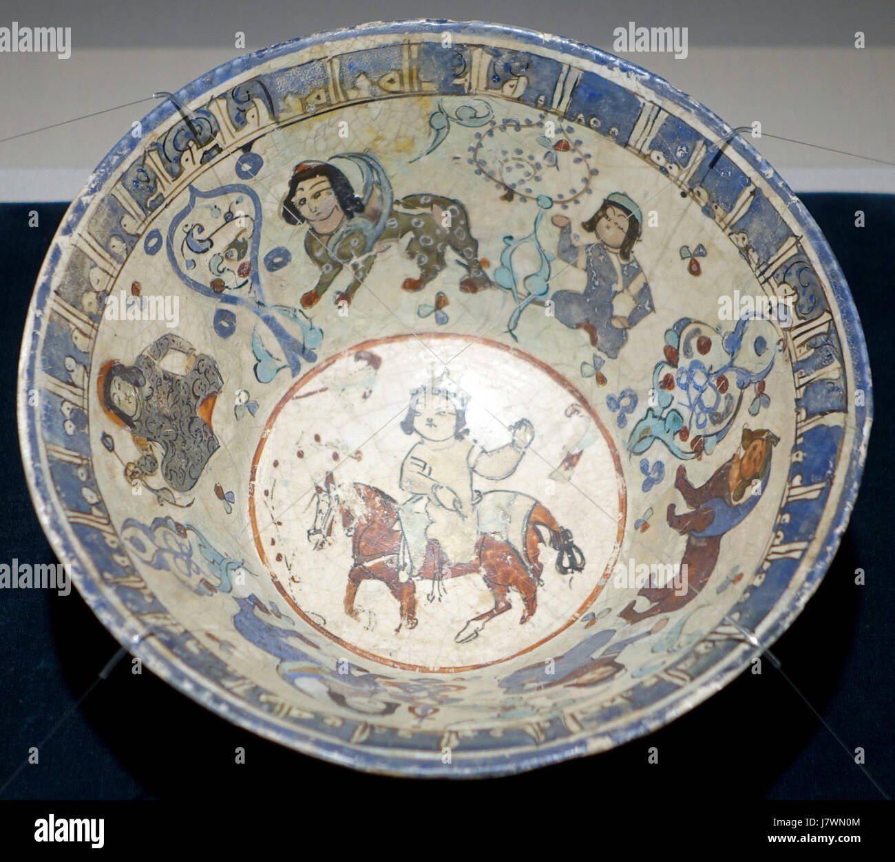 Bowl with design of equestrian figure, Iran, Minai type, 13th century ...