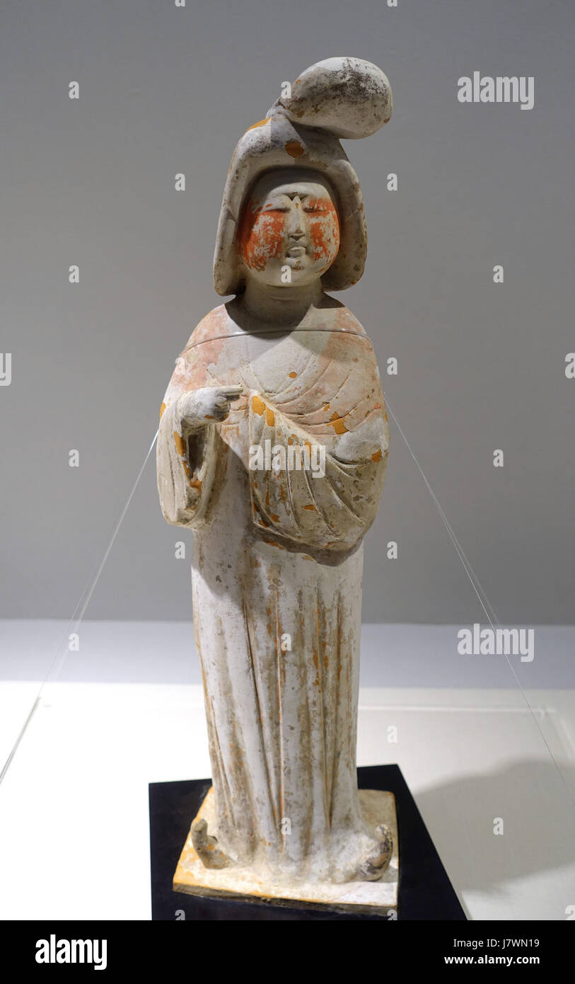 Court lady figure, China, Tang dynasty, 8th century AD, red pottery ...