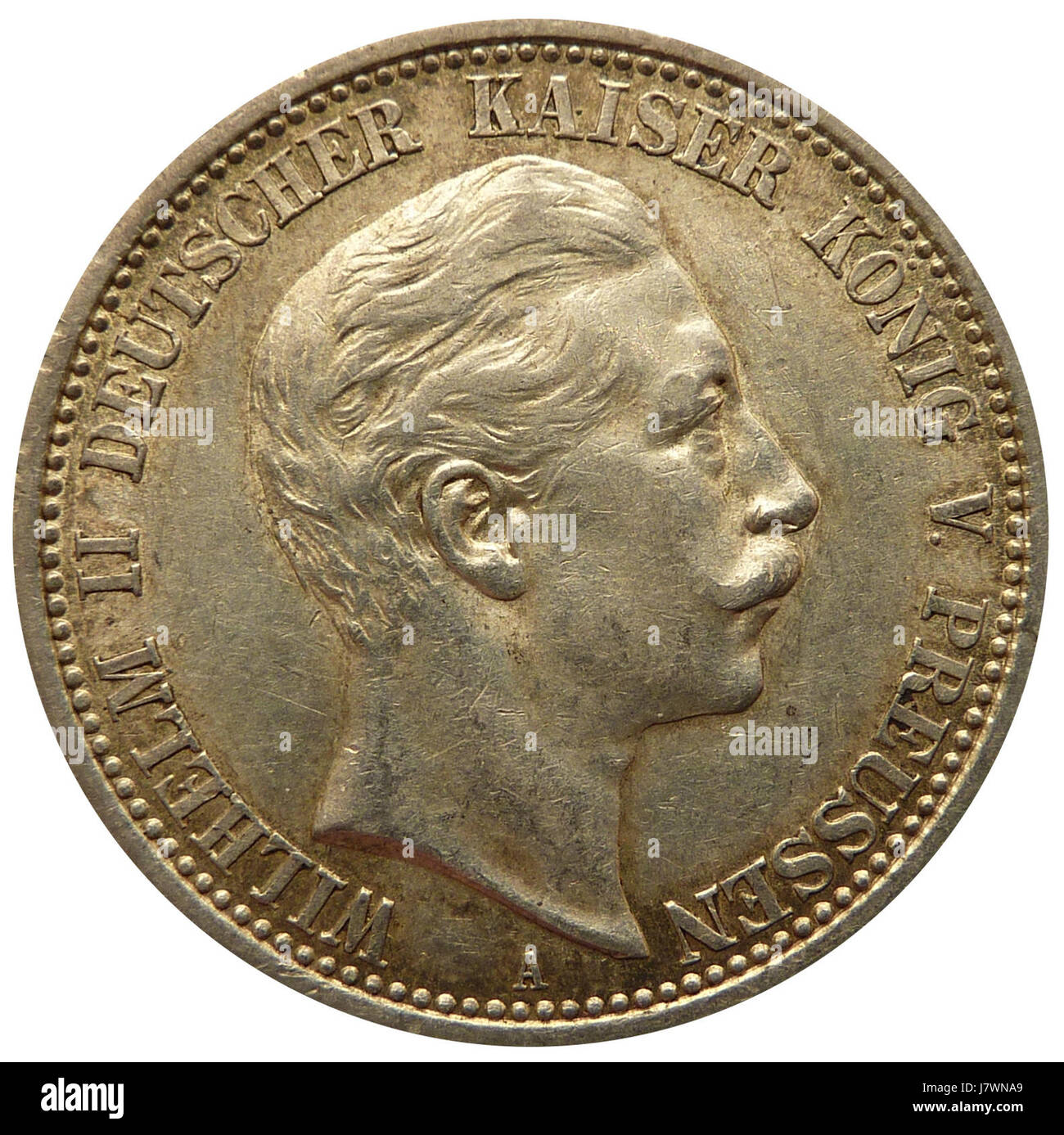 A coin from Preussen (Prussia) featuring Wilhelm II, likely from the ...