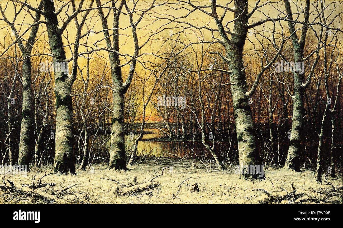 Beech Trees in Winter by Carl Christian Brenner Stock Photo - Alamy