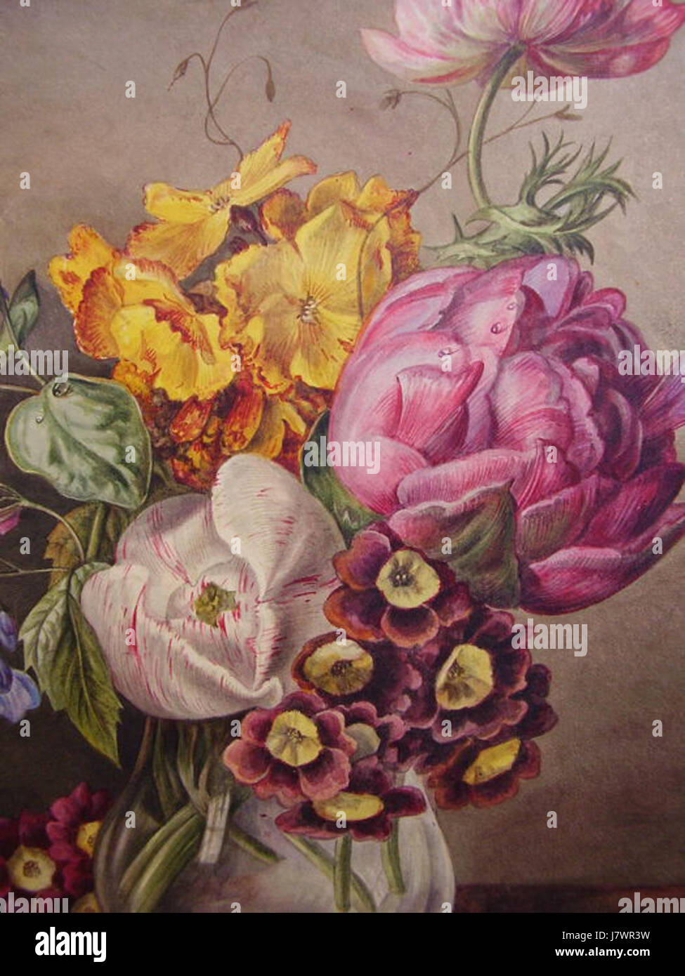 Cornelis Johannes van Hulsteijn Bloemstilleven in glazen vaas Stock Photo - Alamy