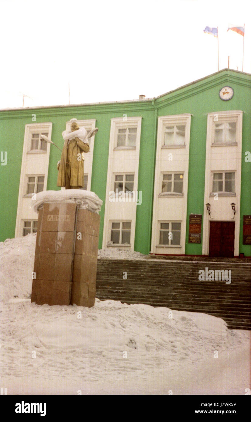 This image from December 2000 shows a statue of Lenin in the snow ...