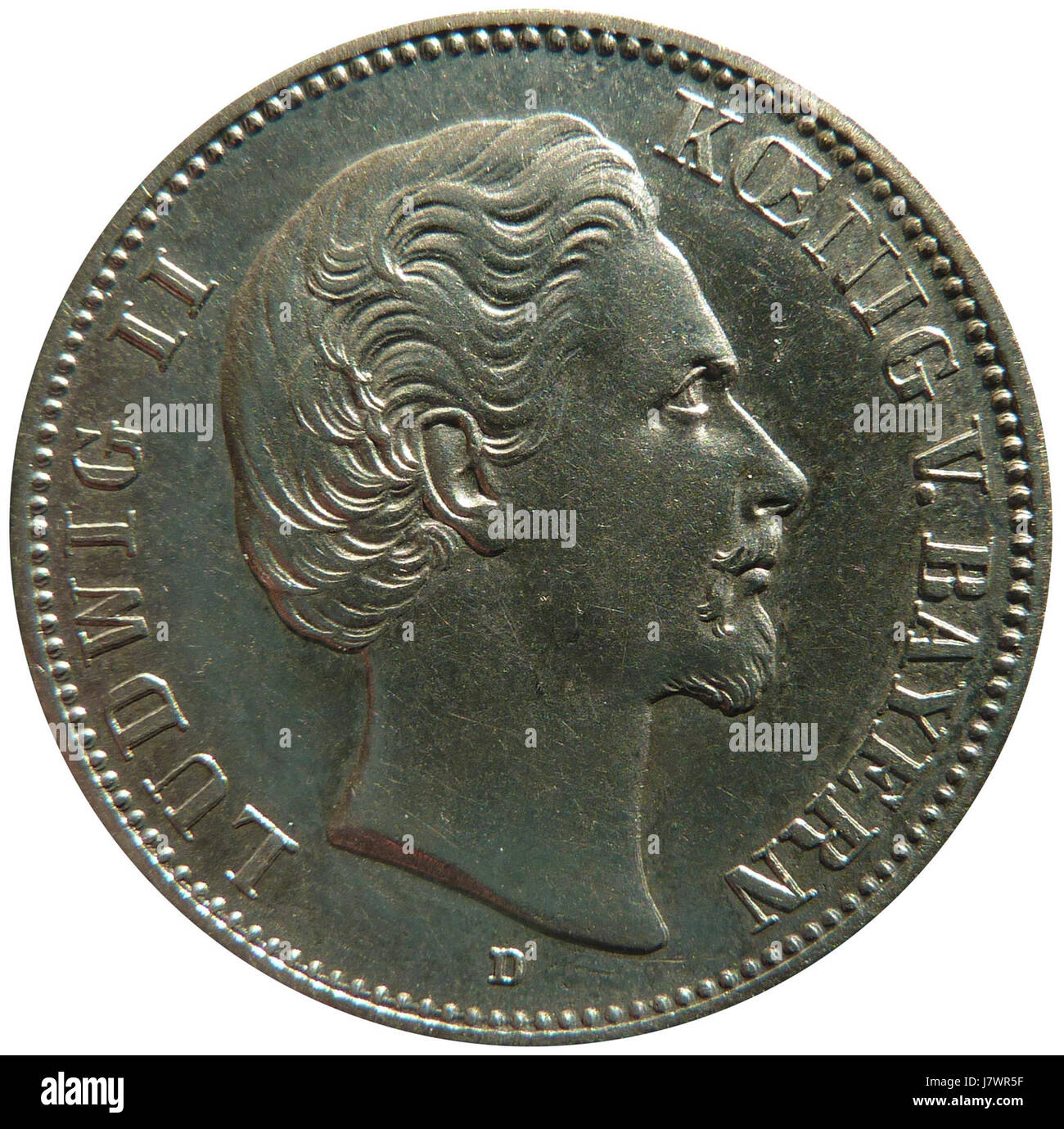 The 2 Mark coin from Bavaria, featuring Ludwig II, was minted during ...