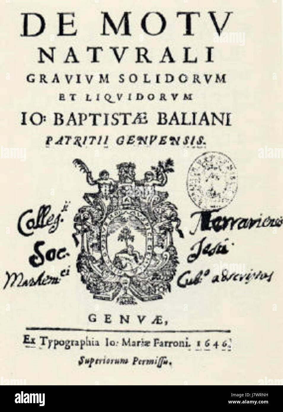 De motu naturali gravium solidorum et liquidorum Stock Photo - Alamy