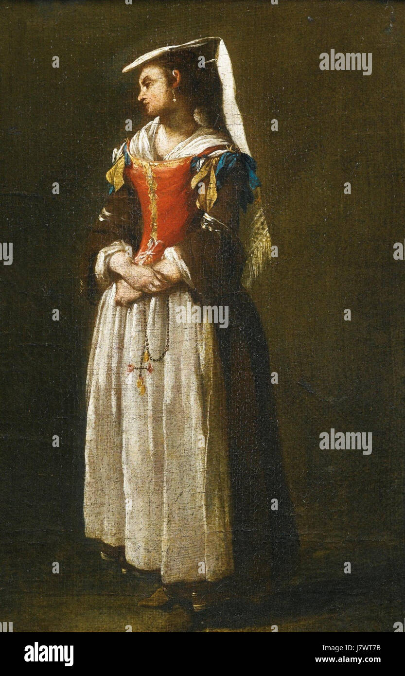 This painting by Jean Barbault depicts a young woman dressed in ...