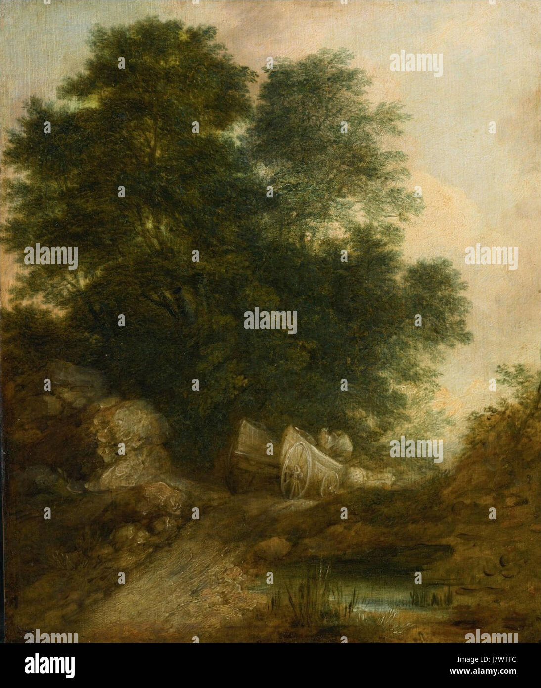 'Wooded Landscape with Peasants in a Wagon' is a painting by Thomas ...