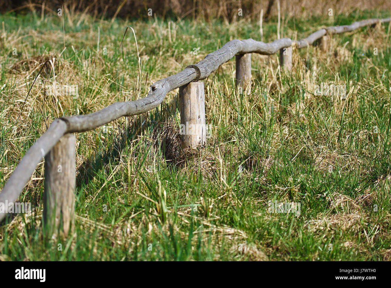 green wood fence fence in fencing wooden fence meadow grass lawn nature ...