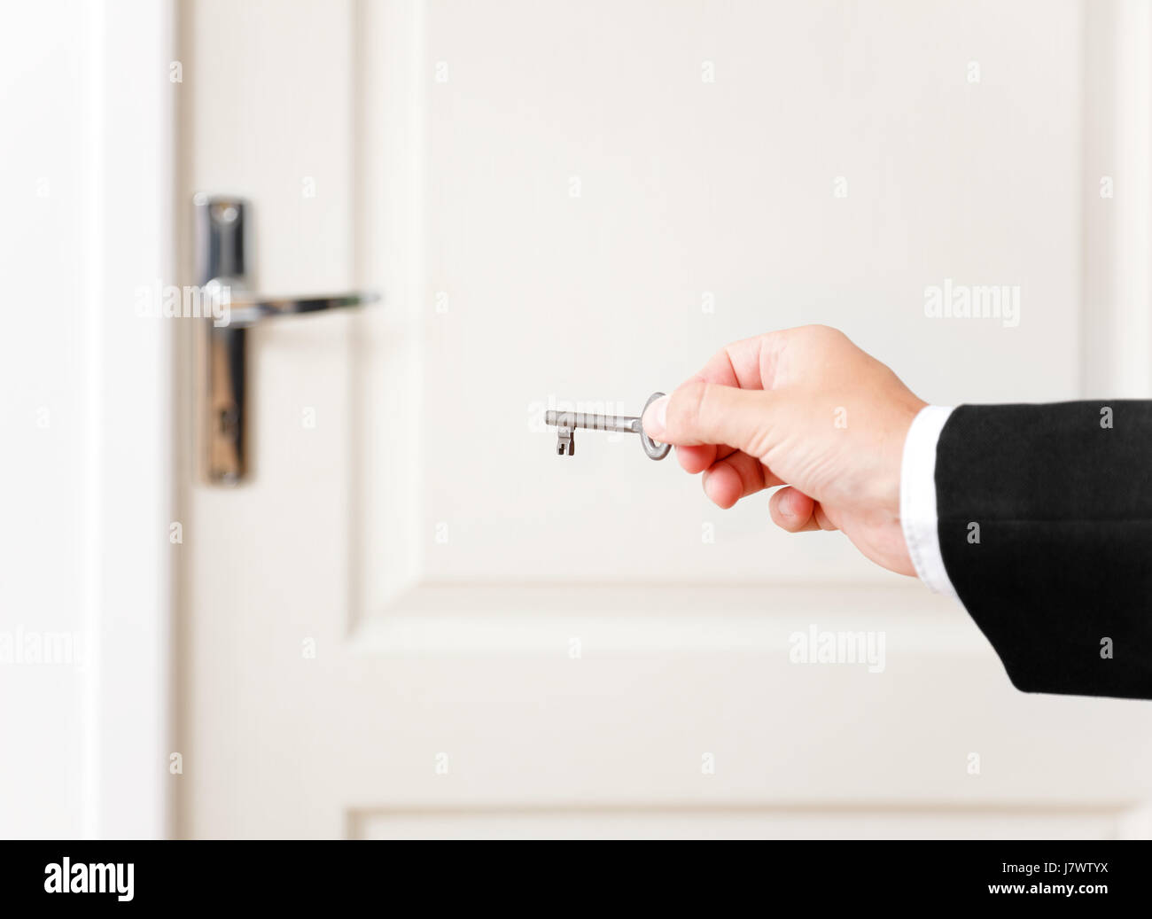 door opening problem key solution metaphoric foundation success hand ...