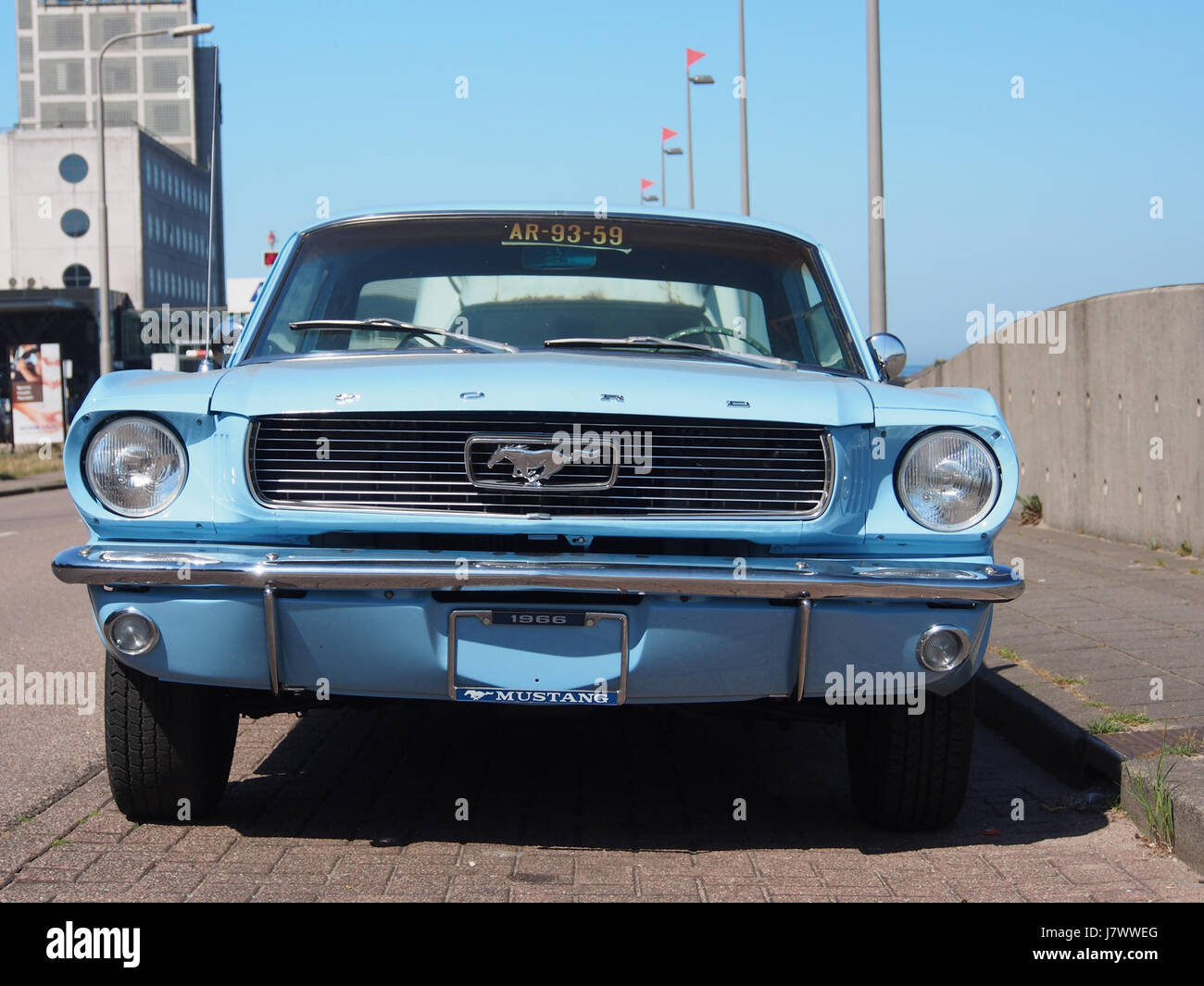 The 1966 Ford Mustang in light blue is a classic American muscle car ...