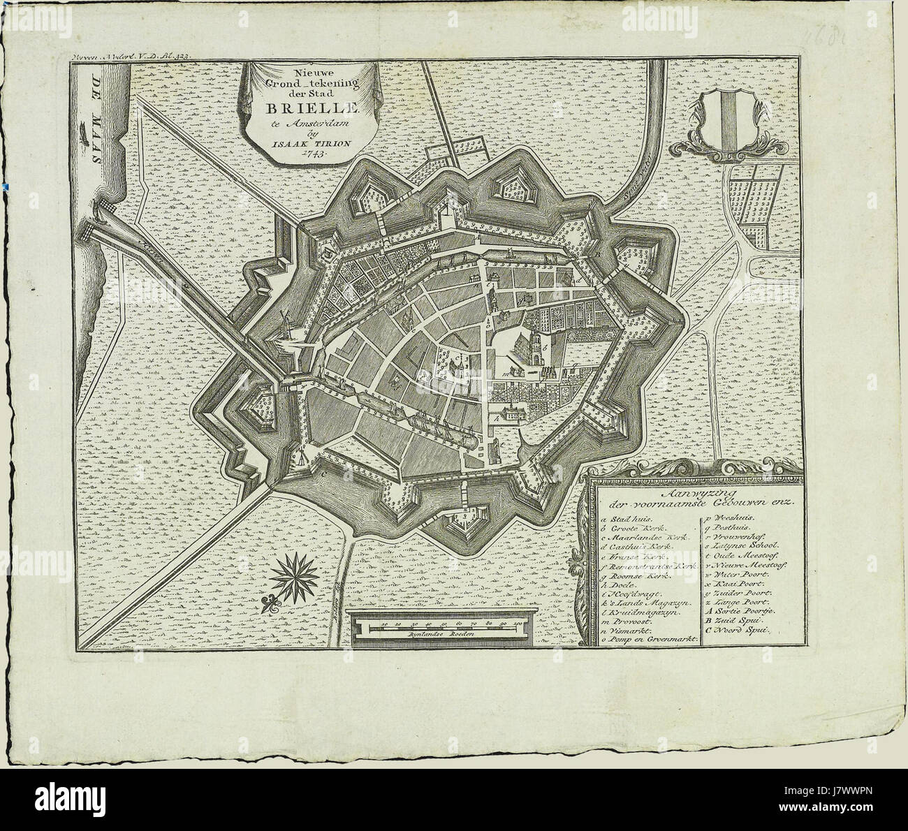 The map of Brielle from 1743, created by cartographer Tirion, offers a ...