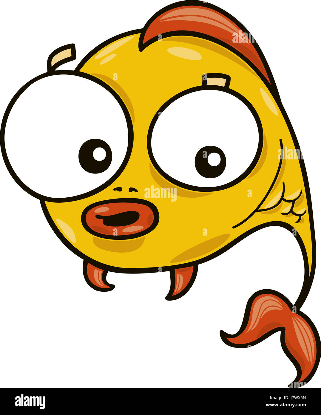 fish illustration funny cartoon maddening pert coquettish cute gold ...