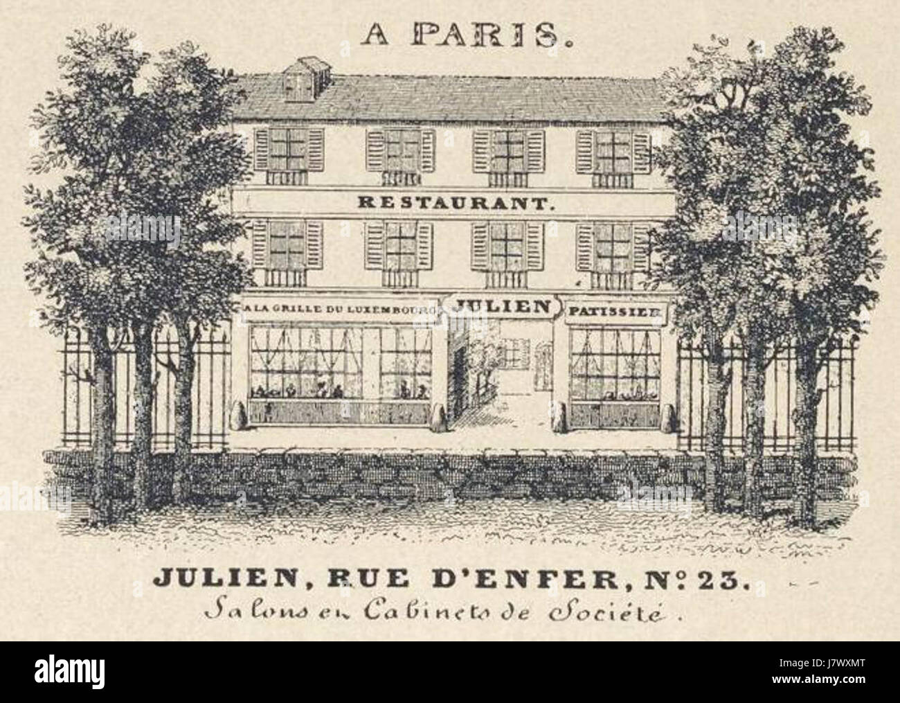 Carte adresse restaurant Julien Stock Photo - Alamy