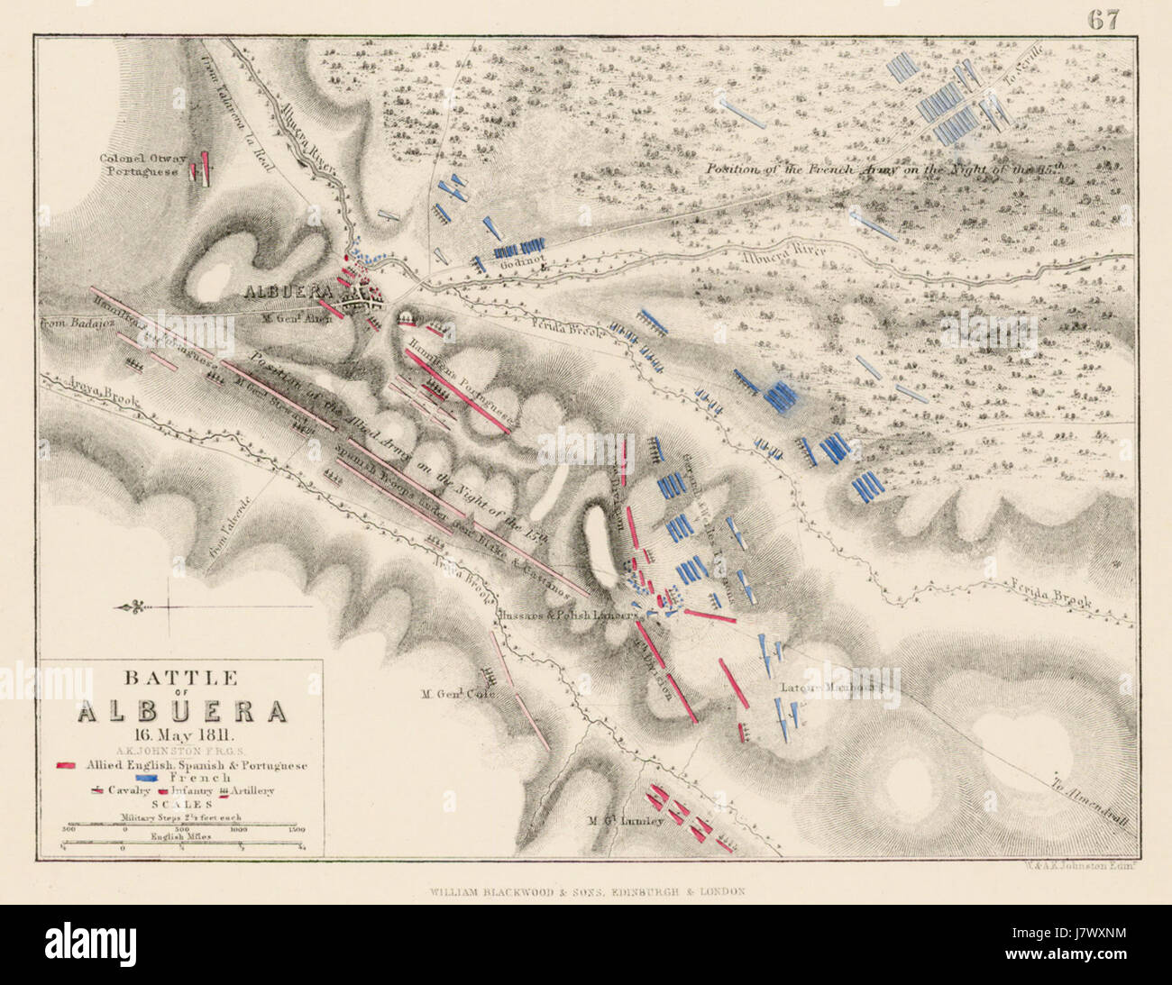 Battle of Albuera (1811) map Stock Photo - Alamy