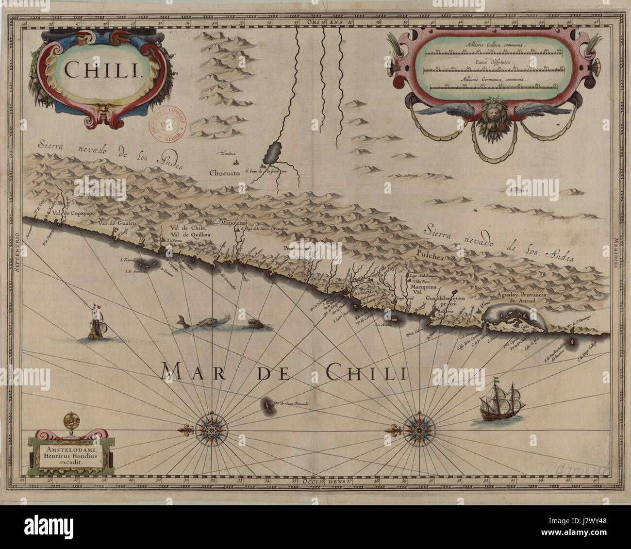 The map titled *Chili 1640-1649* by Henricus Hondius depicts the region ...
