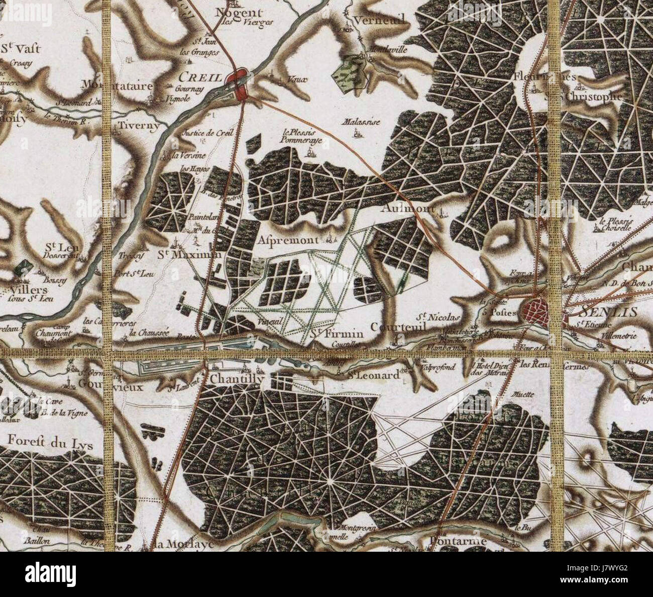 A map from the Cassini series depicting the regions of Creil, Senlis ...
