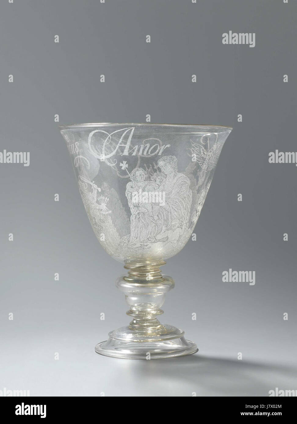 This Dutch glass beaker features an engraving commemorating the Peace ...