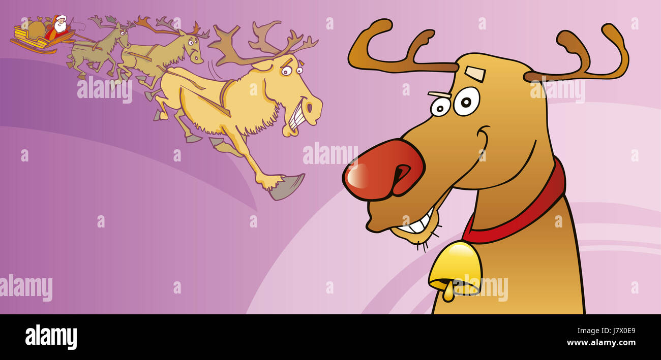 illustration card christmas sledge reindeer cartoon xmas x-mas comics ...