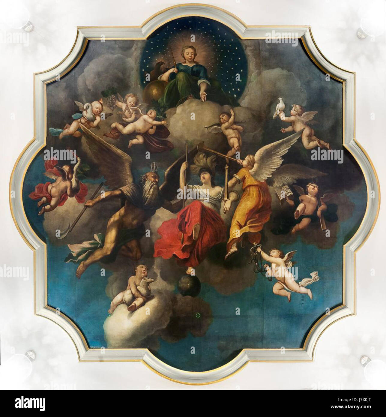 The ceiling painting in the Blumenthal Room, created by Mathias ...