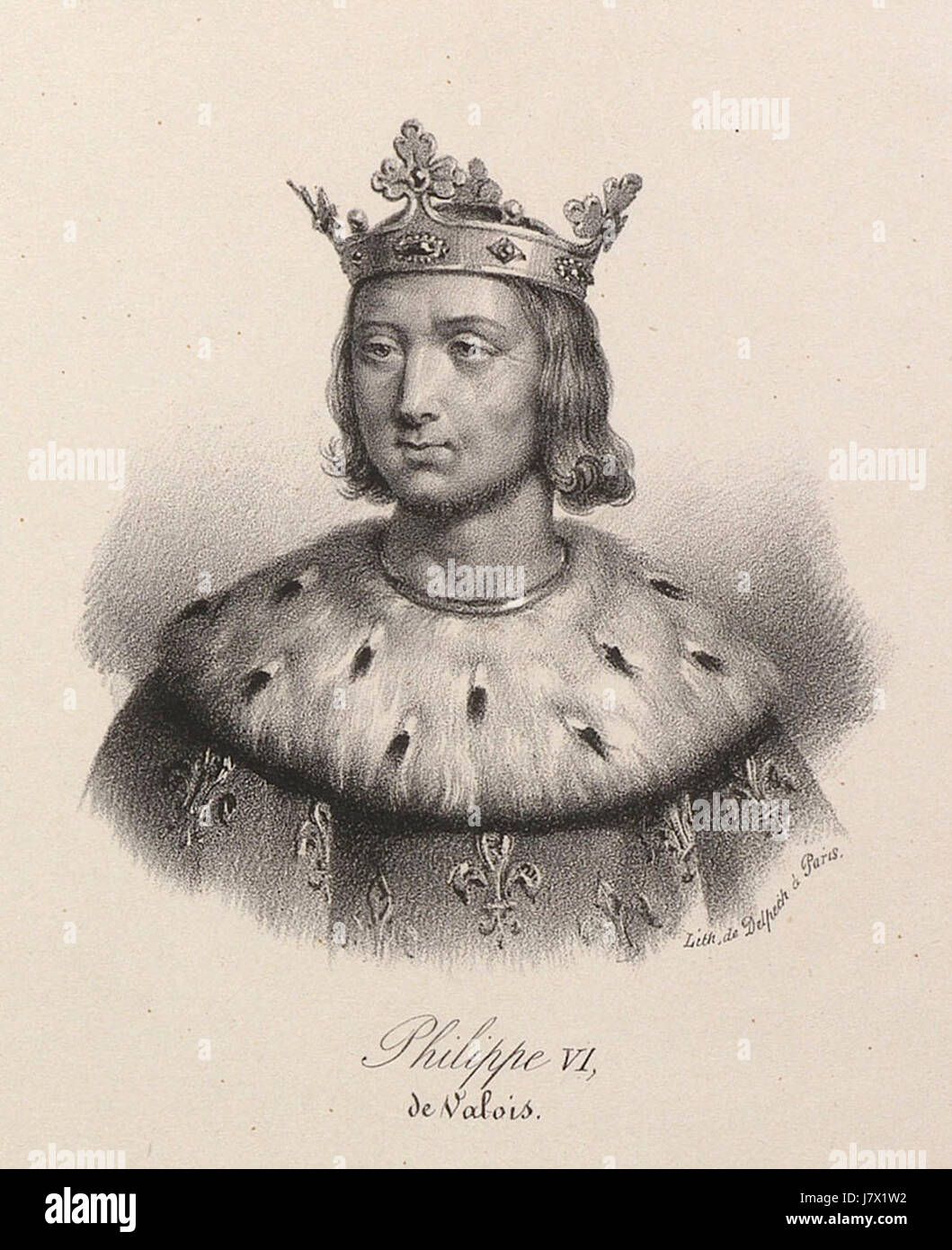 This historical piece by Delpech portrays Philip VI of France, a king ...