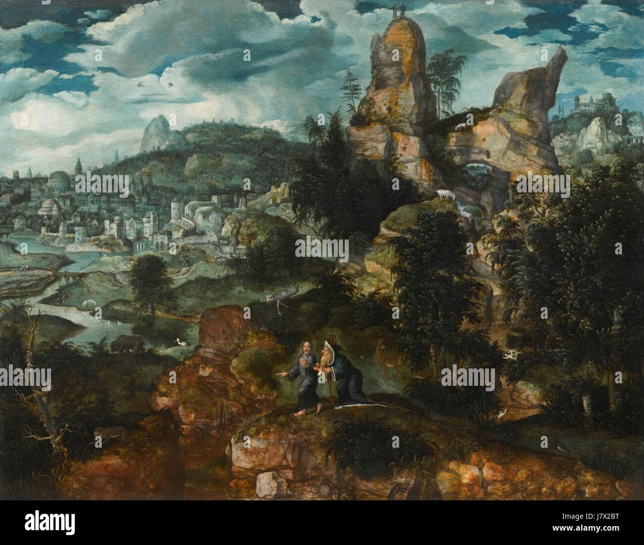 'The Temptations of Christ' is a work by Lucas Gassel, depicting the ...