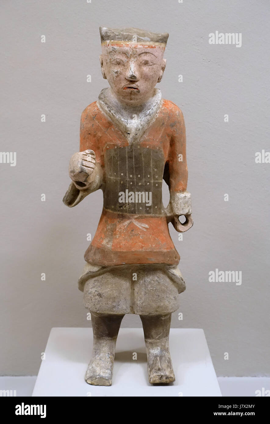 This ceramic sculpture of an armored warrior from the Western Han ...