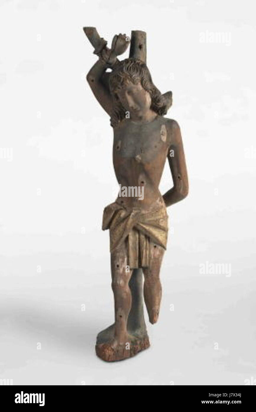 This work depicts St. Sebastian, a Christian martyr, shown in ...
