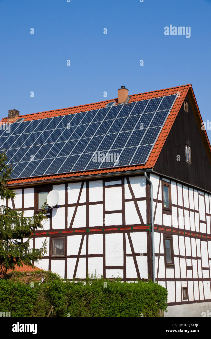 timbered house with solar panels Stock Photo - Alamy