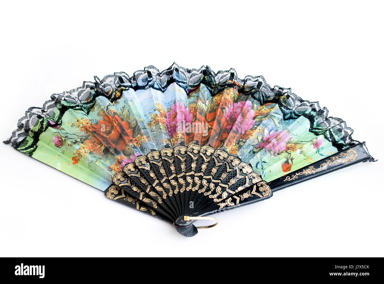 isolated fashion traditional open chinese fan uncap hand give object ...