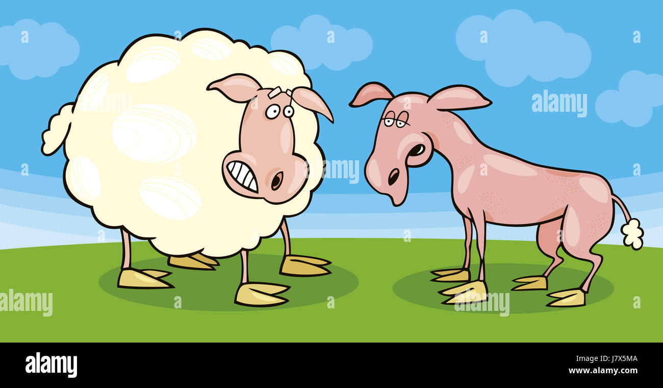 sheep wool illustration frightened farm cartoon comics laugh laughs ...
