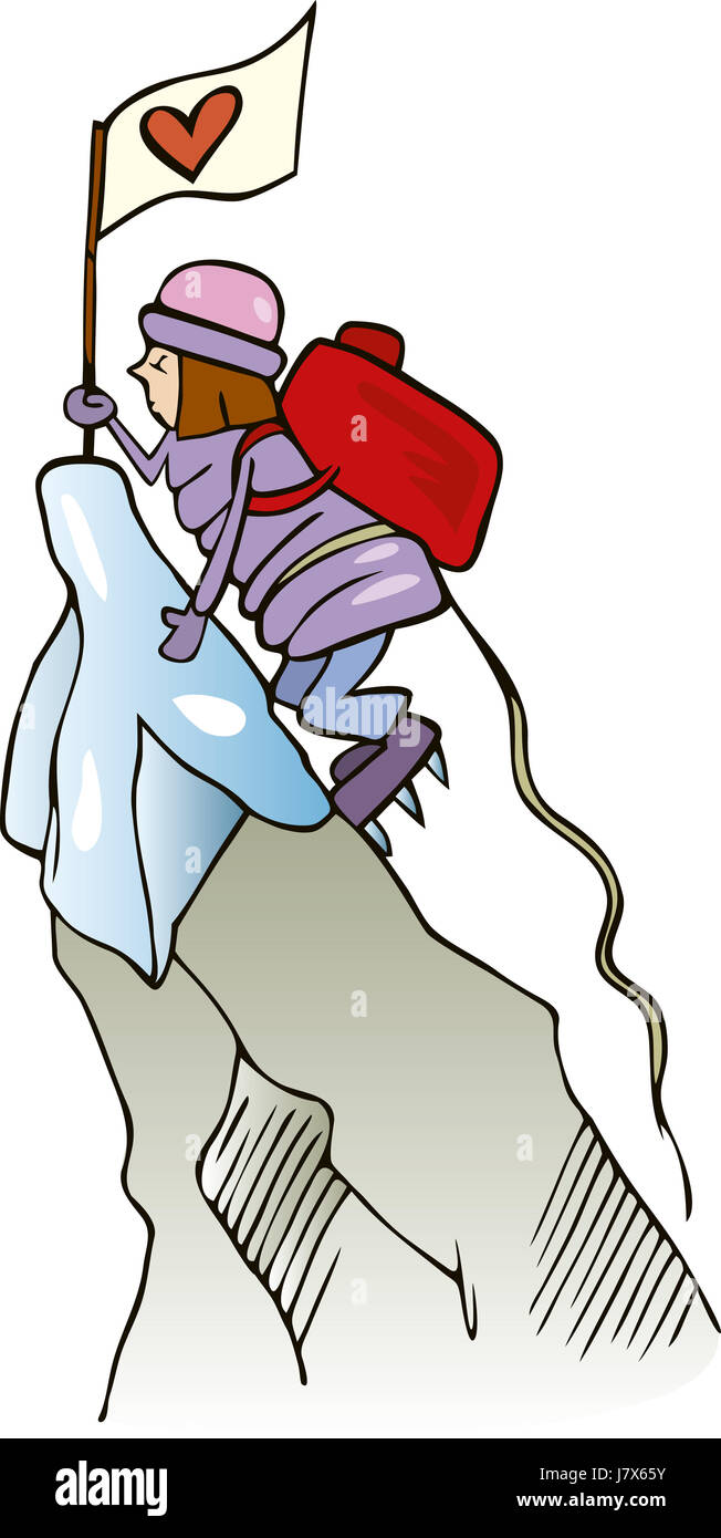 woman illustration rise climb climbing ascend uphill tread clamber ...