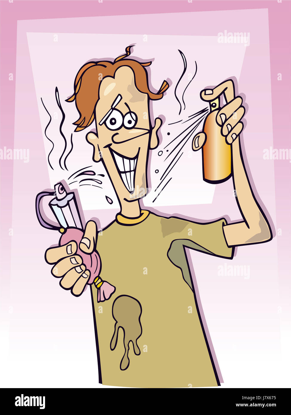 illustration stink cartoon deodorant boy lad male youngster comics ...