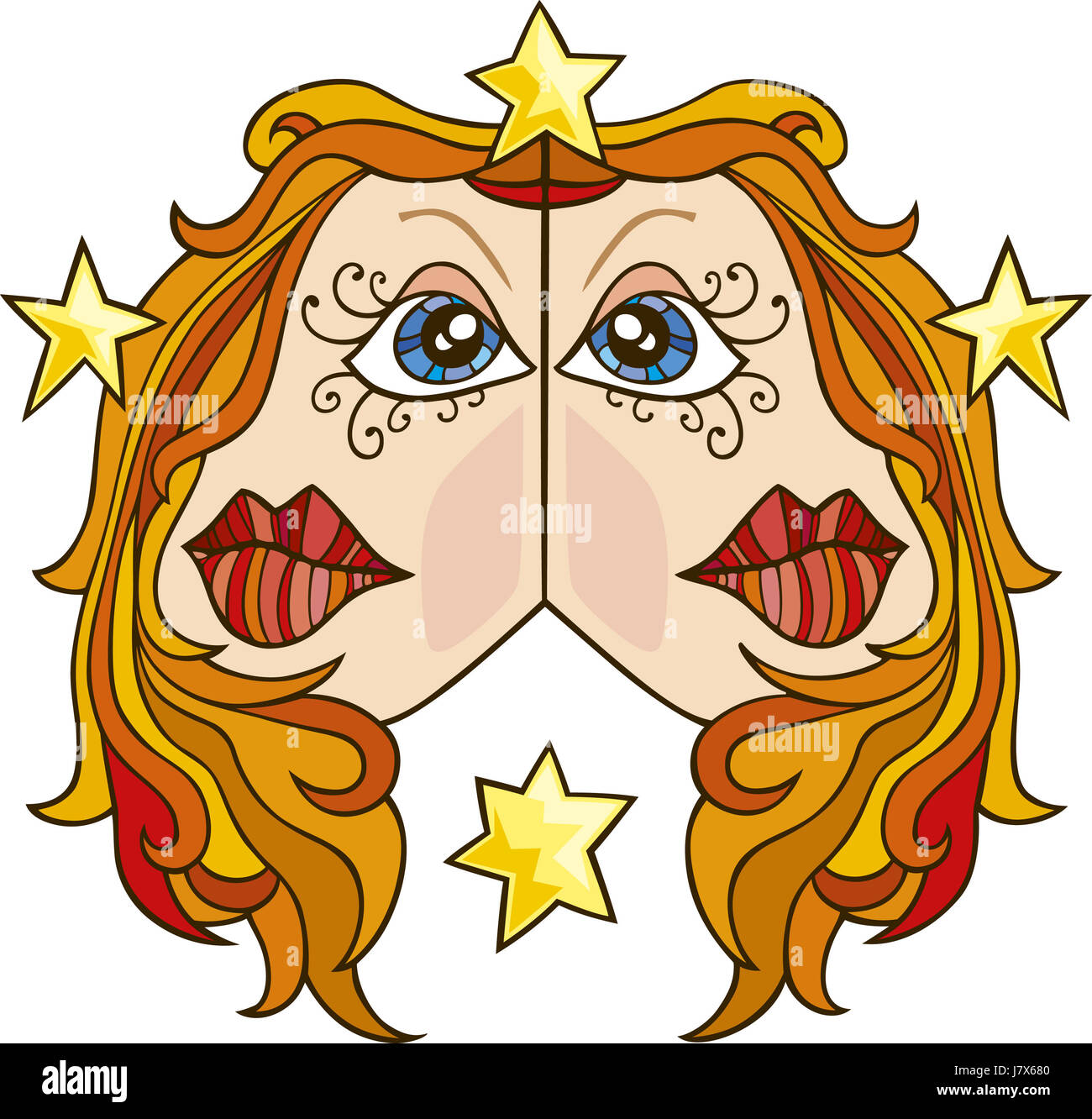 illustration twins zodiac horoscope sign cartoon gemini comics art ...