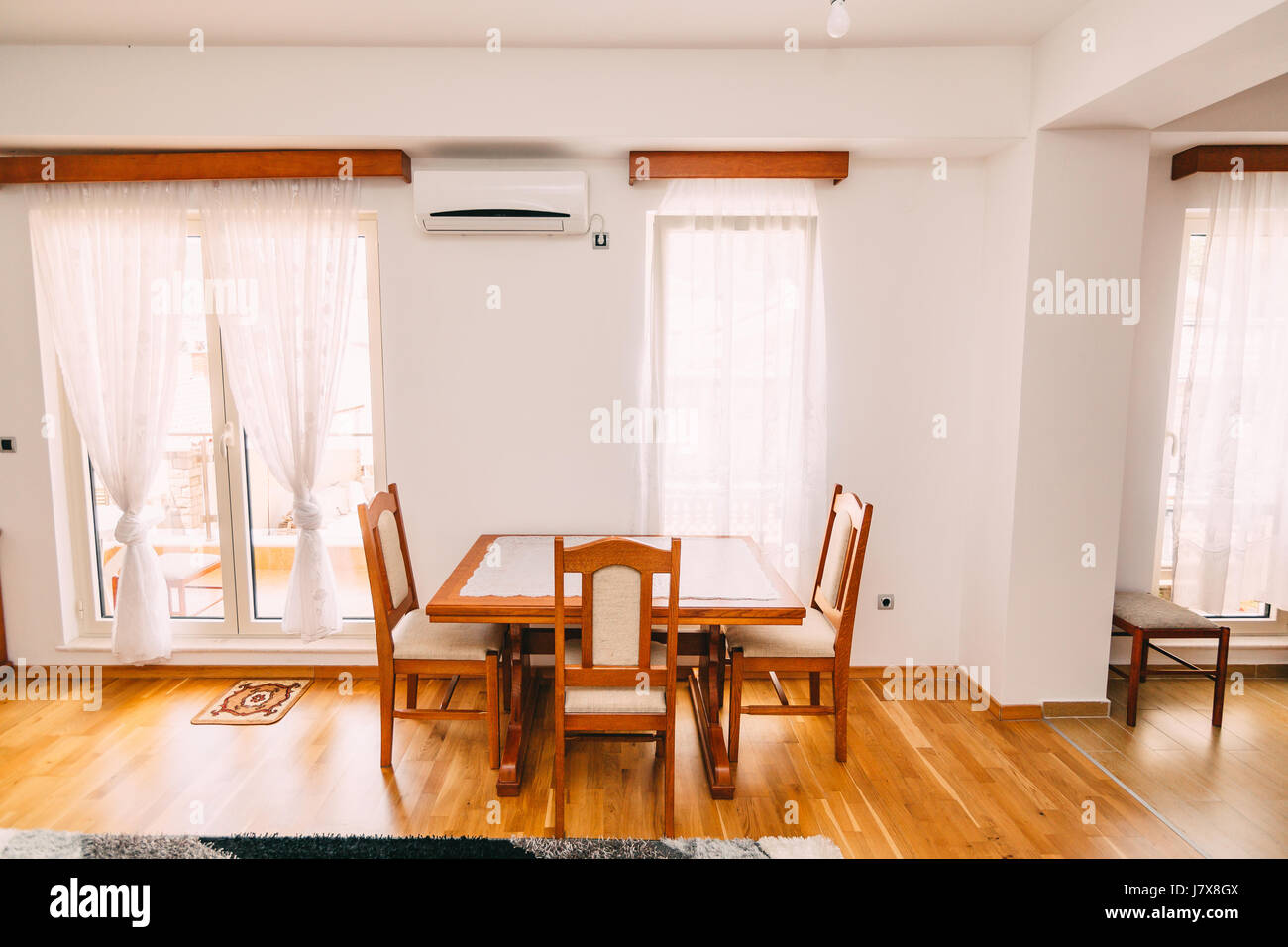 The dining table in the apartment. Table for lunch in the living Stock ...