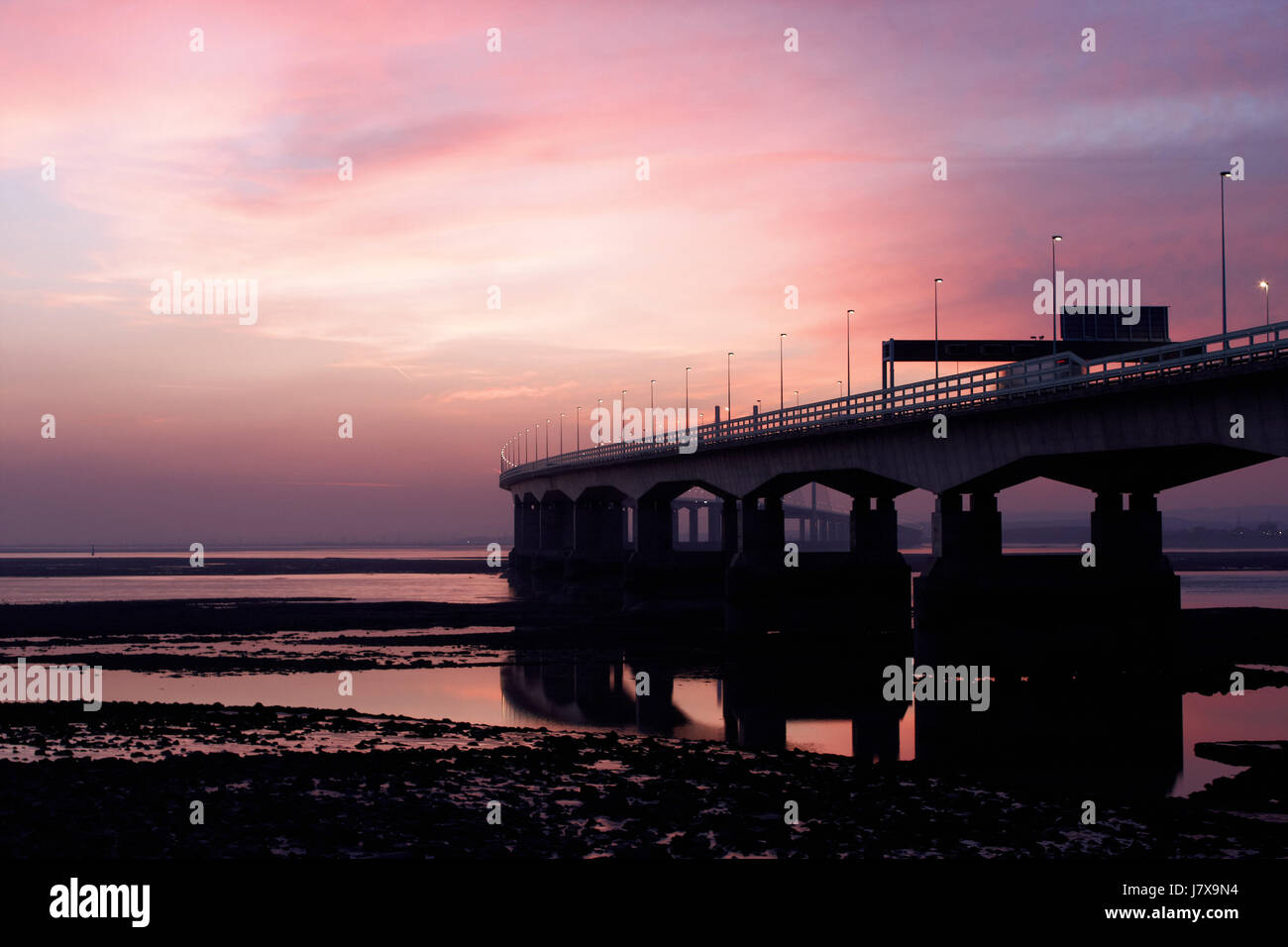 bridge road structure street lights sunset motorway highway nobody ...