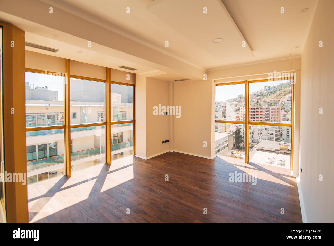 An empty apartment with no furniture. The apartment is renovated Stock ...