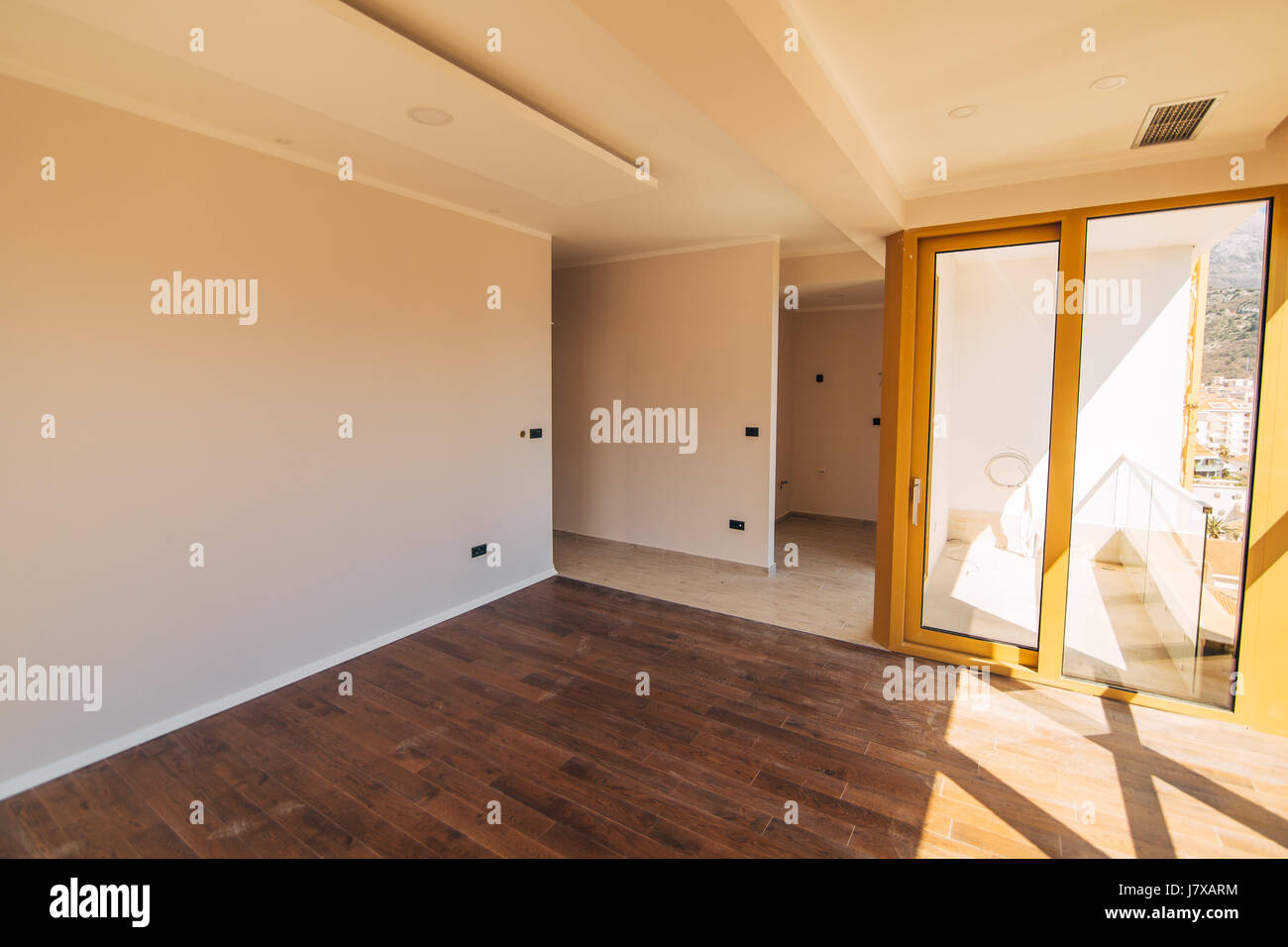 An empty apartment with no furniture. The apartment is renovated Stock ...