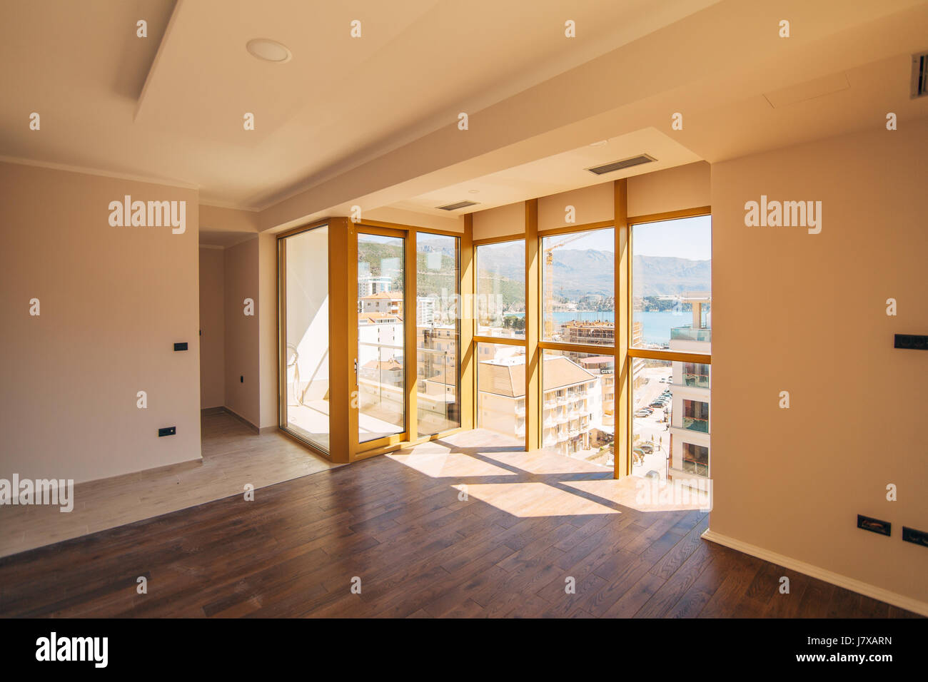 An empty apartment with no furniture. The apartment is renovated Stock ...