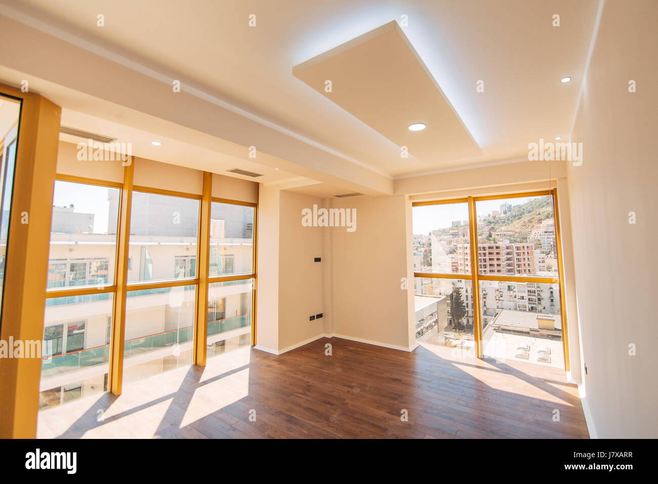 An empty apartment with no furniture. The apartment is renovated Stock ...
