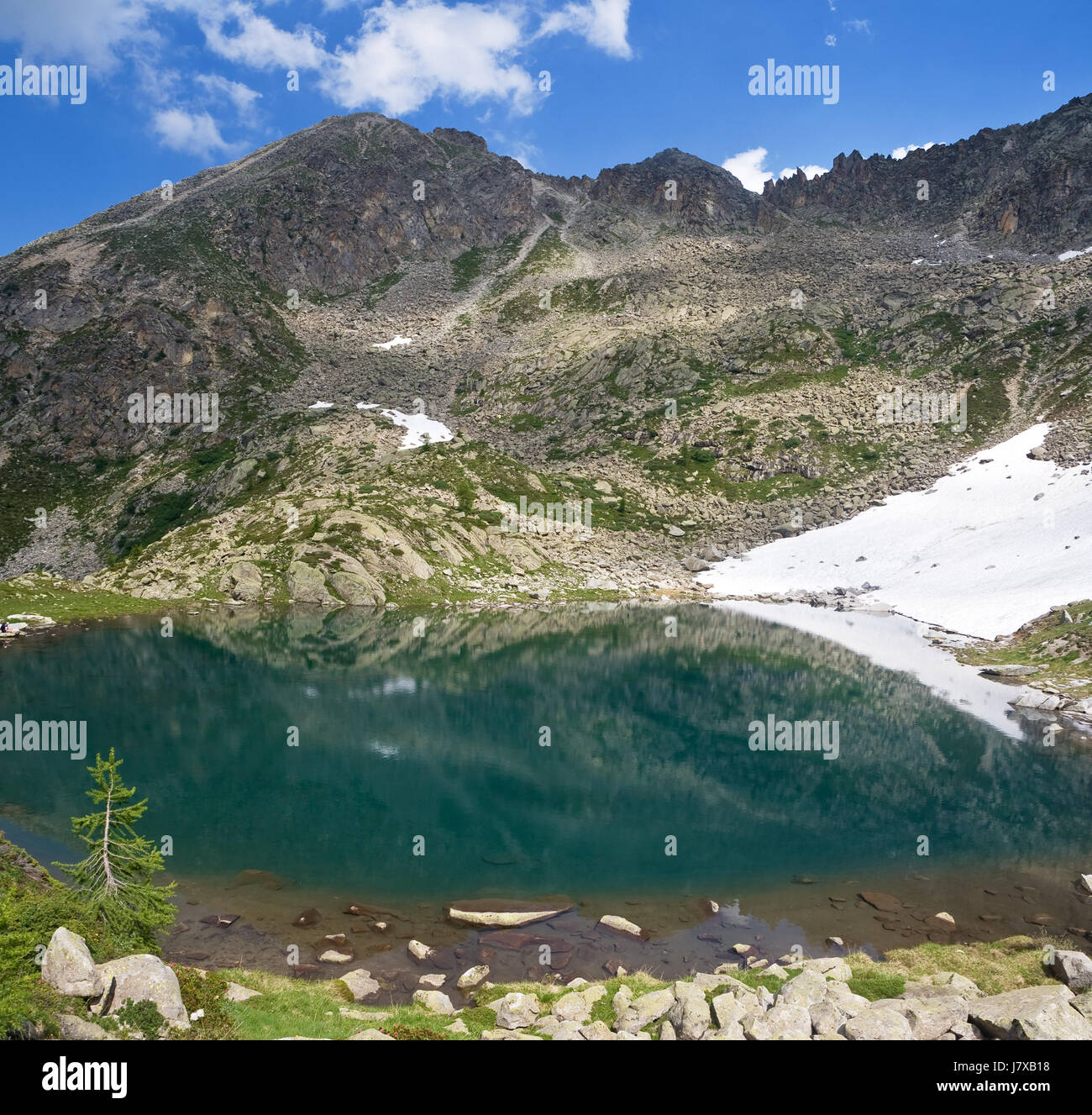 alps summer summerly high fresh water lake inland water water panoramic ...